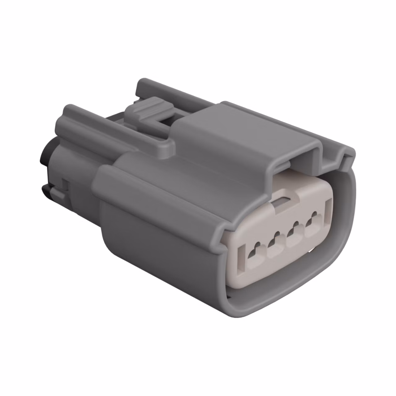 MX150 Mat-Sealed Female Connector Assembly, Single Row, 4 Circuits, Keying Option B, Light Gray for sale
