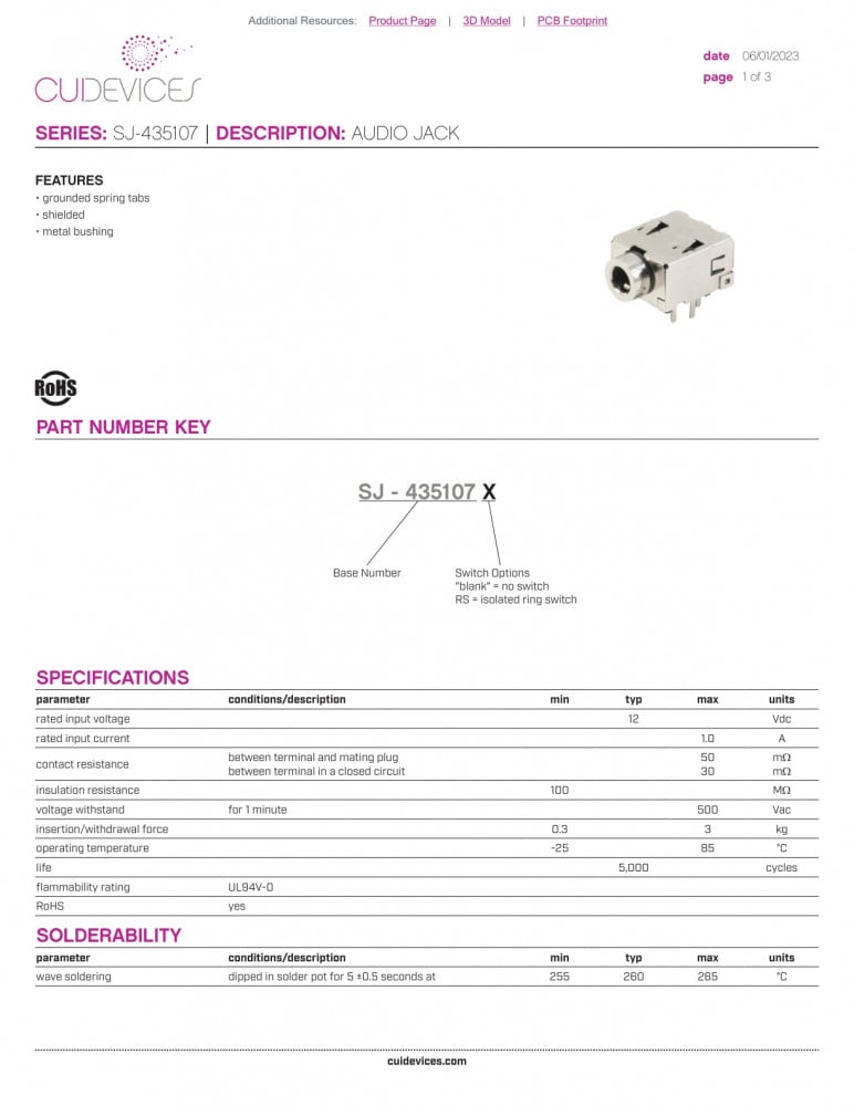 SJ-435107RS datasheet page 1