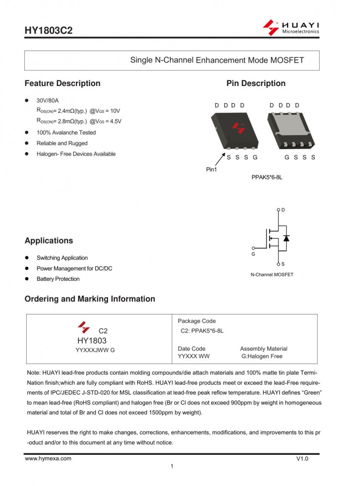 HY1803C2 datasheet page 1