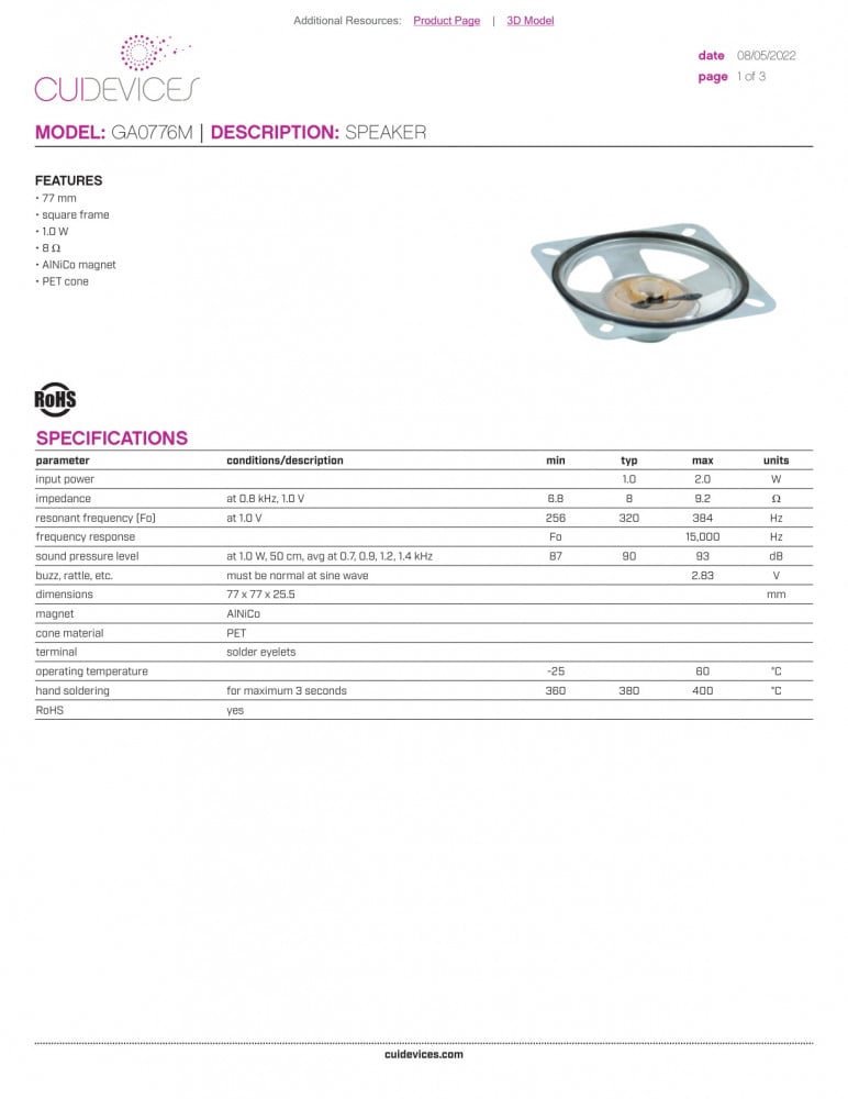 GA0776M technical document page 1