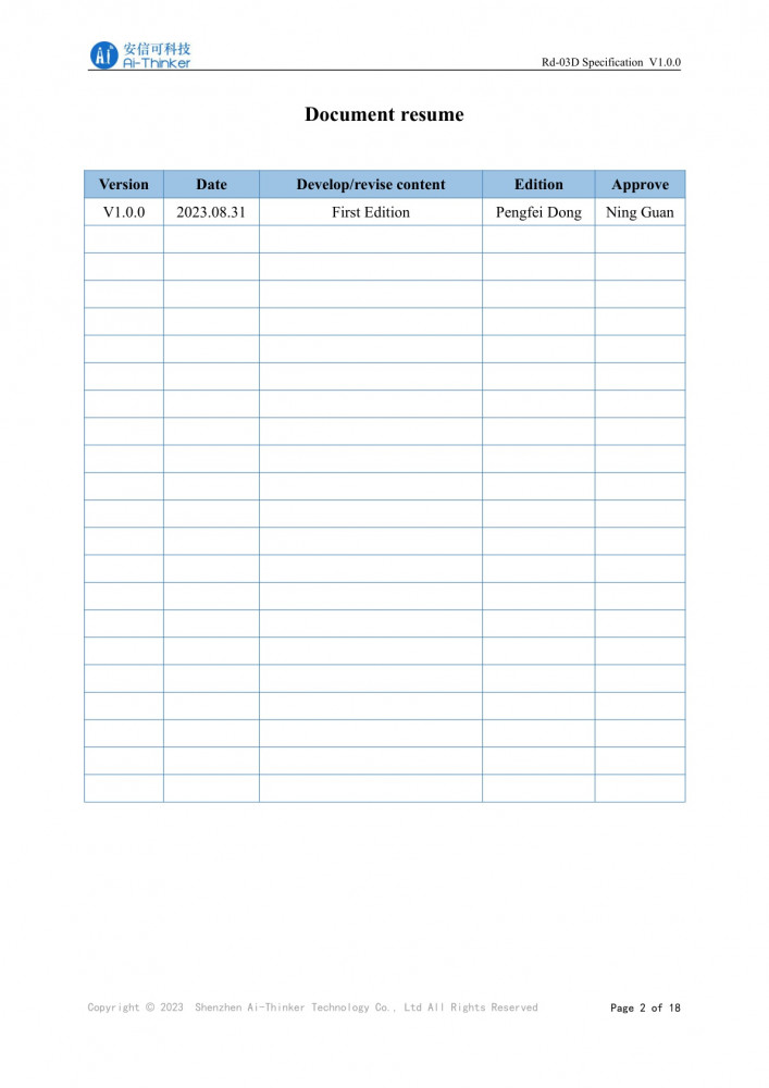 Rd-03D specification page 2