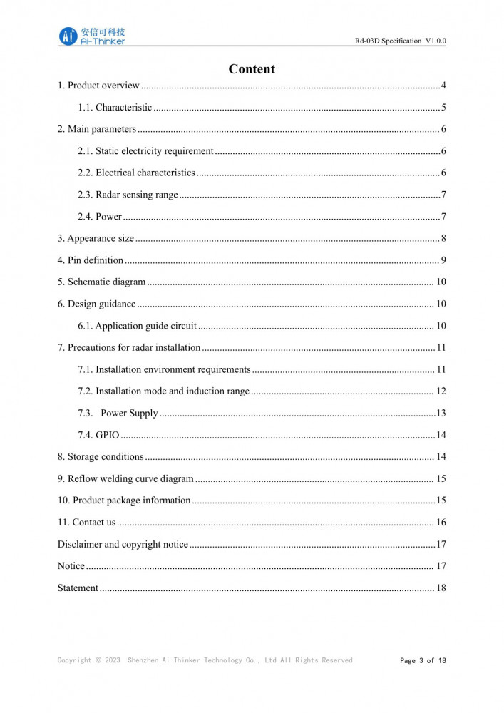 Rd-03D specification page 3
