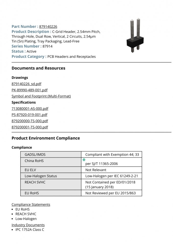 MOLEX 879140226 technical document image 1
