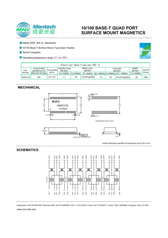 H4001CG mechanical and schematic reference