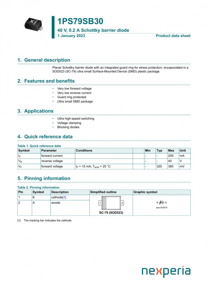 1PS79SB30 datasheet page 1