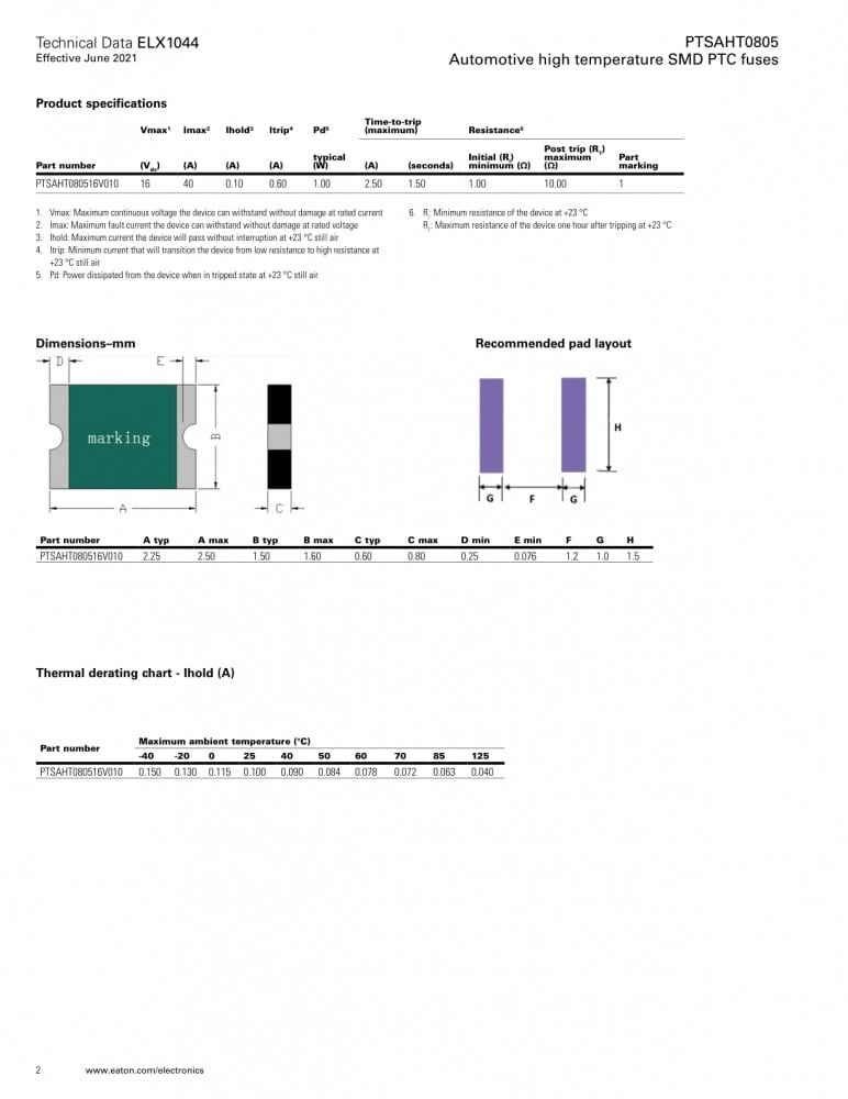 PTSAHT080516V010 datasheet page 2