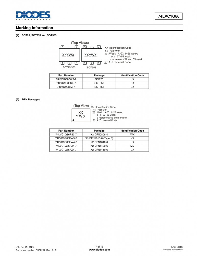 74LVC1G86FW5-7 datasheet page 7