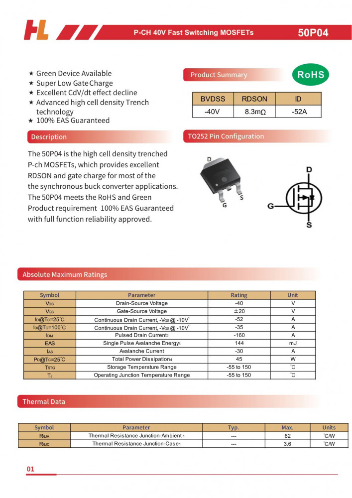 HL 50P04 datasheet page 1