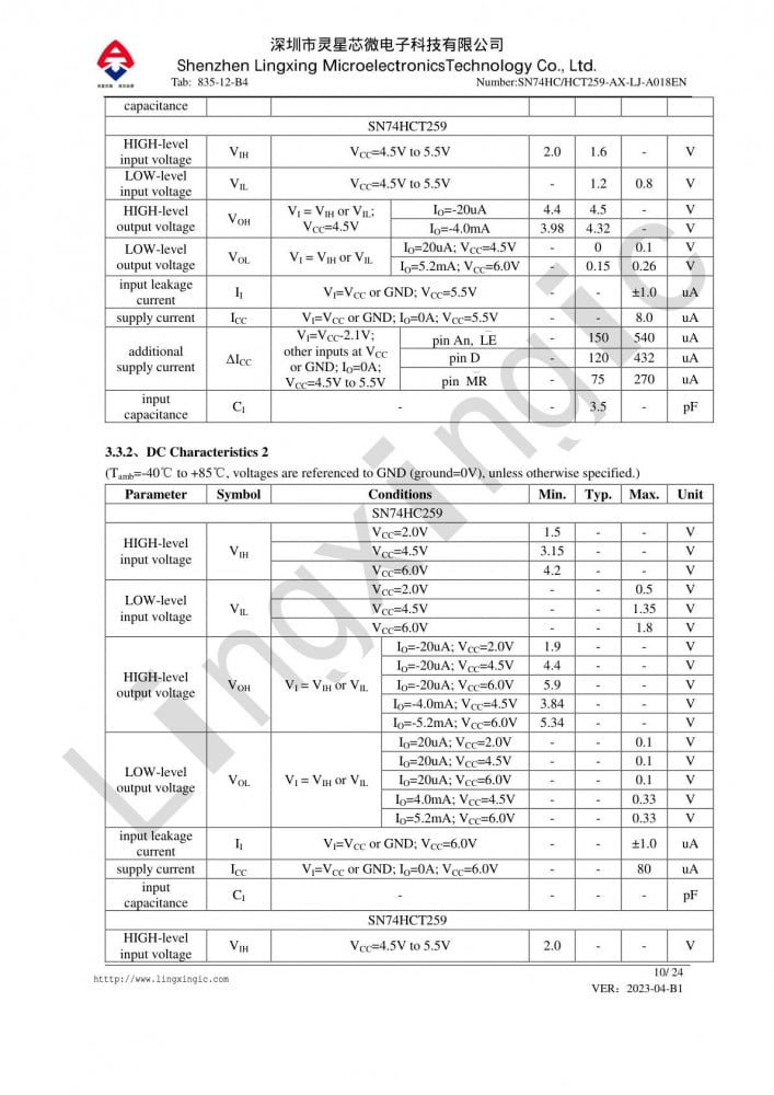 SN74HC259N(LX) datasheet page 10