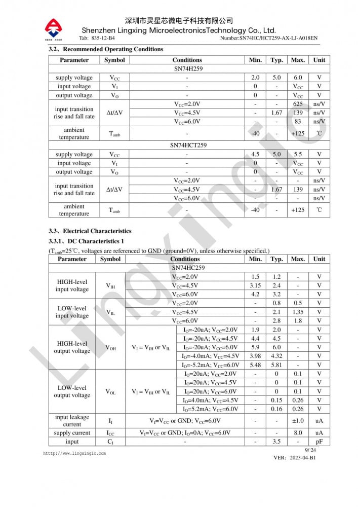SN74HC259N(LX) datasheet page 9