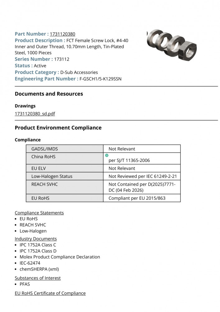 MOLEX 1731120380 drawing, page 1