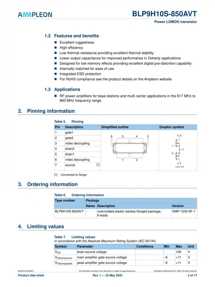 BLP9H10S-850AVTZ datasheet page 2