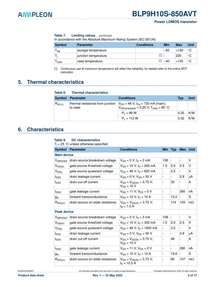 BLP9H10S-850AVTZ datasheet page 3