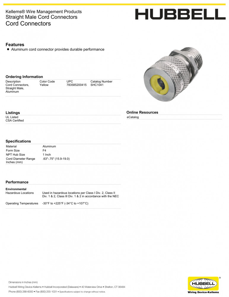 SHC1041 product documentation preview