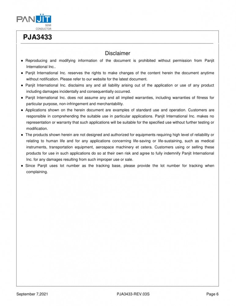 PJA3433 datasheet page 6