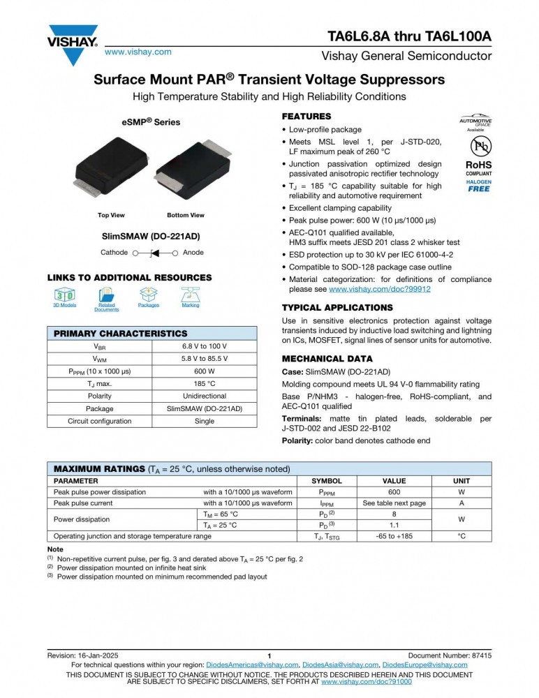 TA6L datasheet page 1 preview