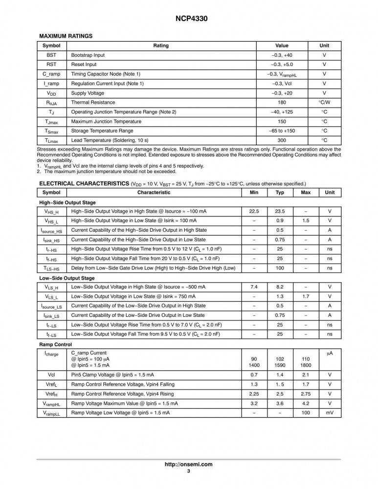 NCP4330 datasheet page 3