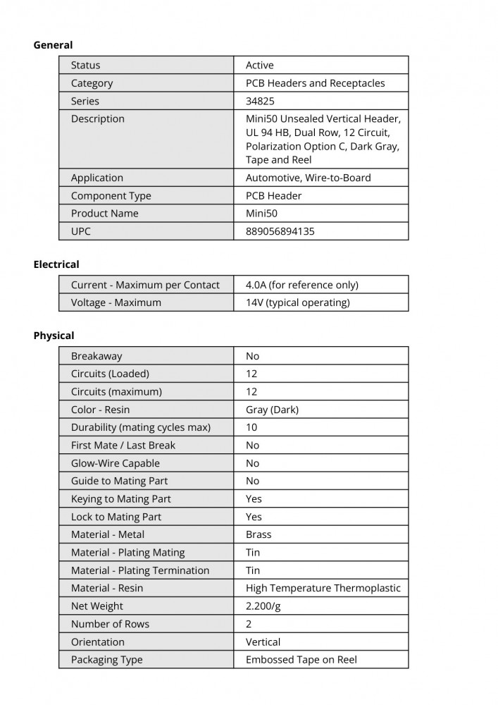 Technical document page 2 for MOLEX 348258126