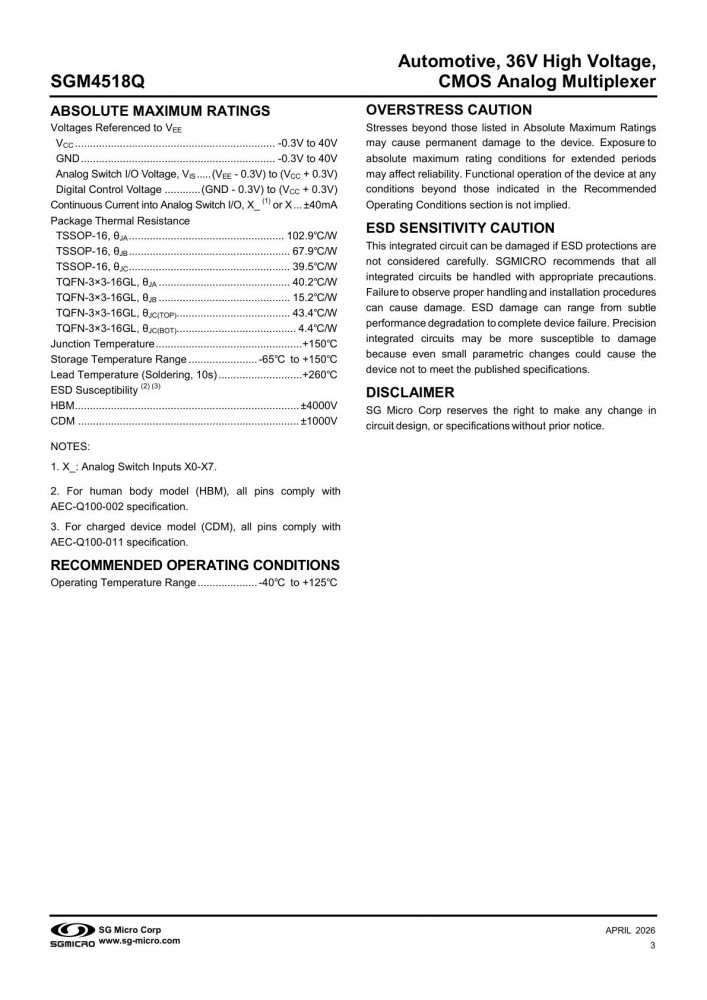SGM4518Q datasheet page 3