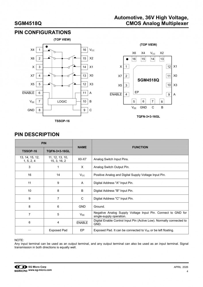 SGM4518Q datasheet page 4