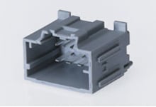 Mini50 Unsealed Right-Angle Hybrid Header, UL 94 HB, 3 Rows, 34 Circuits, Polarization Option B, Gray, Tray