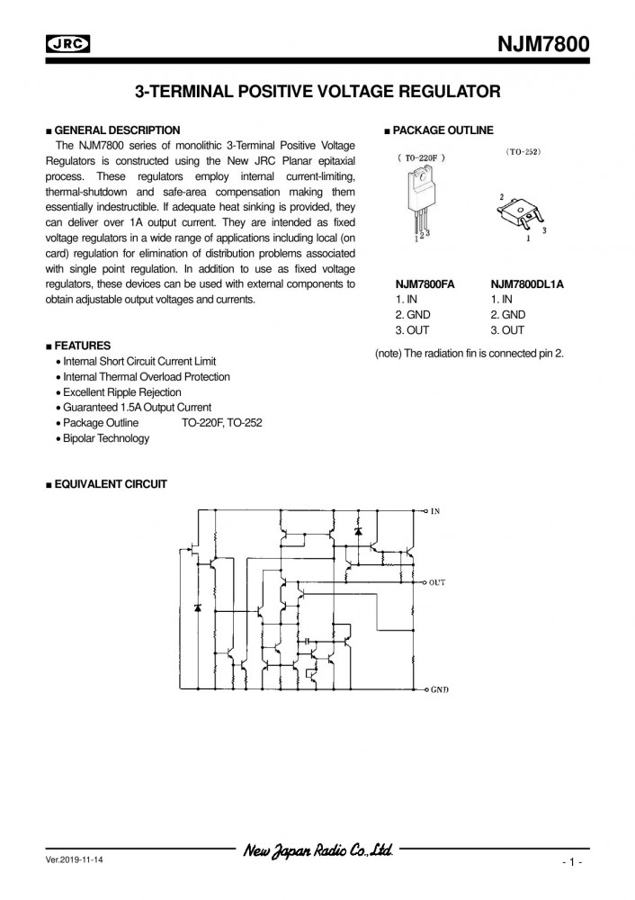 NJM78M05DL1A-TE1 datasheet page 1