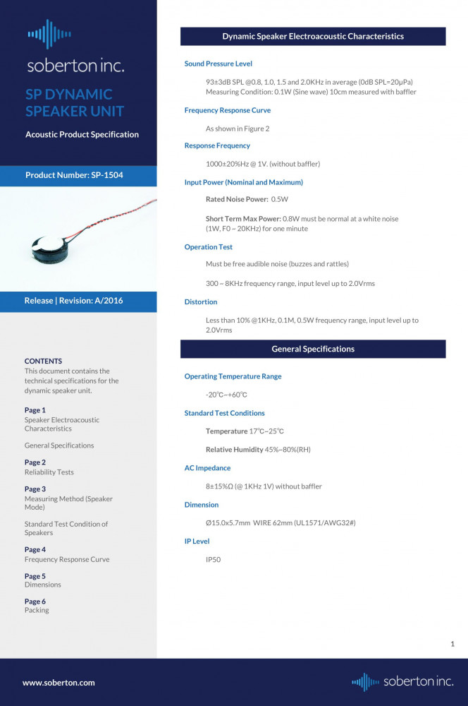 SP-1504 datasheet page 1 preview