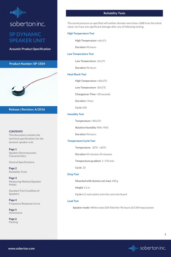 SP-1504 datasheet page 2 preview