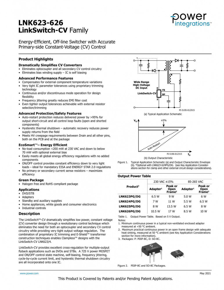 LNK624DG datasheet page 1