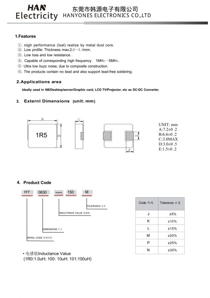 HY0630-220M specification page 2