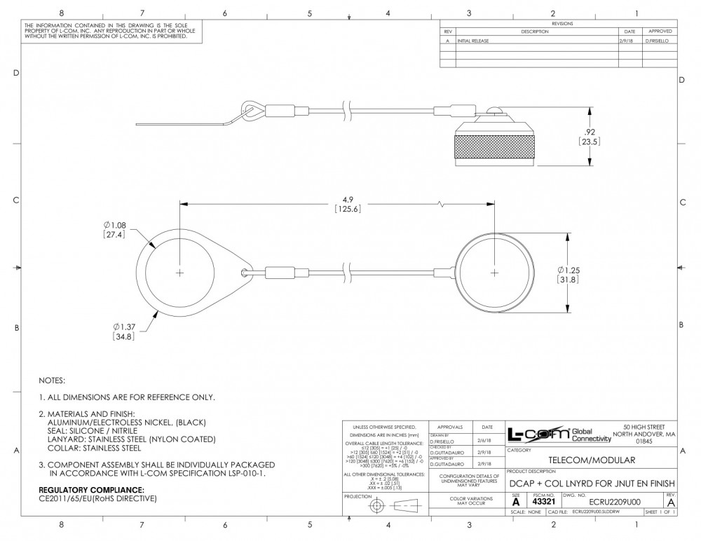 L-com ECRU2209U00 engineering drawing