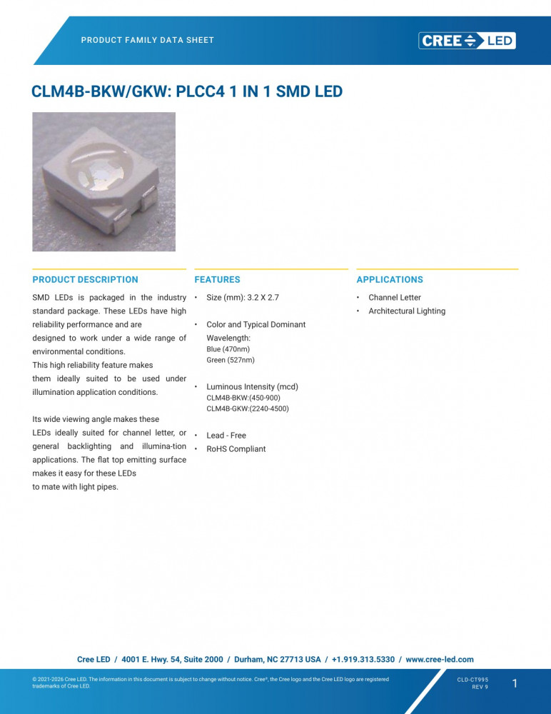 CLM4B-GKW datasheet page 1