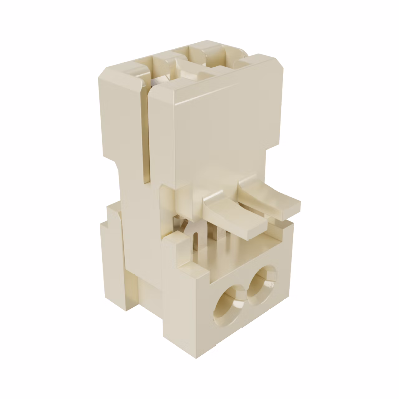 Appli-Mate RAST 2.5 Connector, 2.50mm Pitch, Female, 2 Circuits, Positions A and C Removed, Polarizing Rib Between 1/2, Locking Pips, 1 Slotted and 1 Open Endwall, Tin Plating