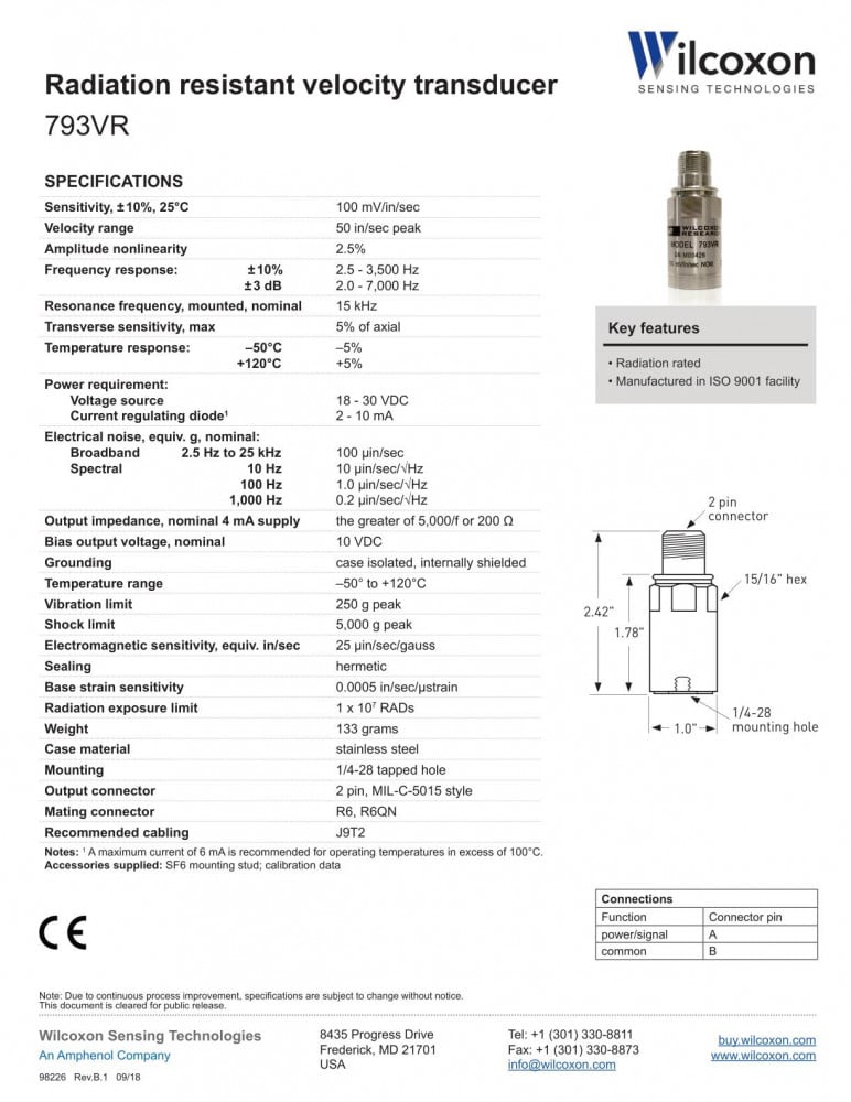 Amphenol 793VR technical document page