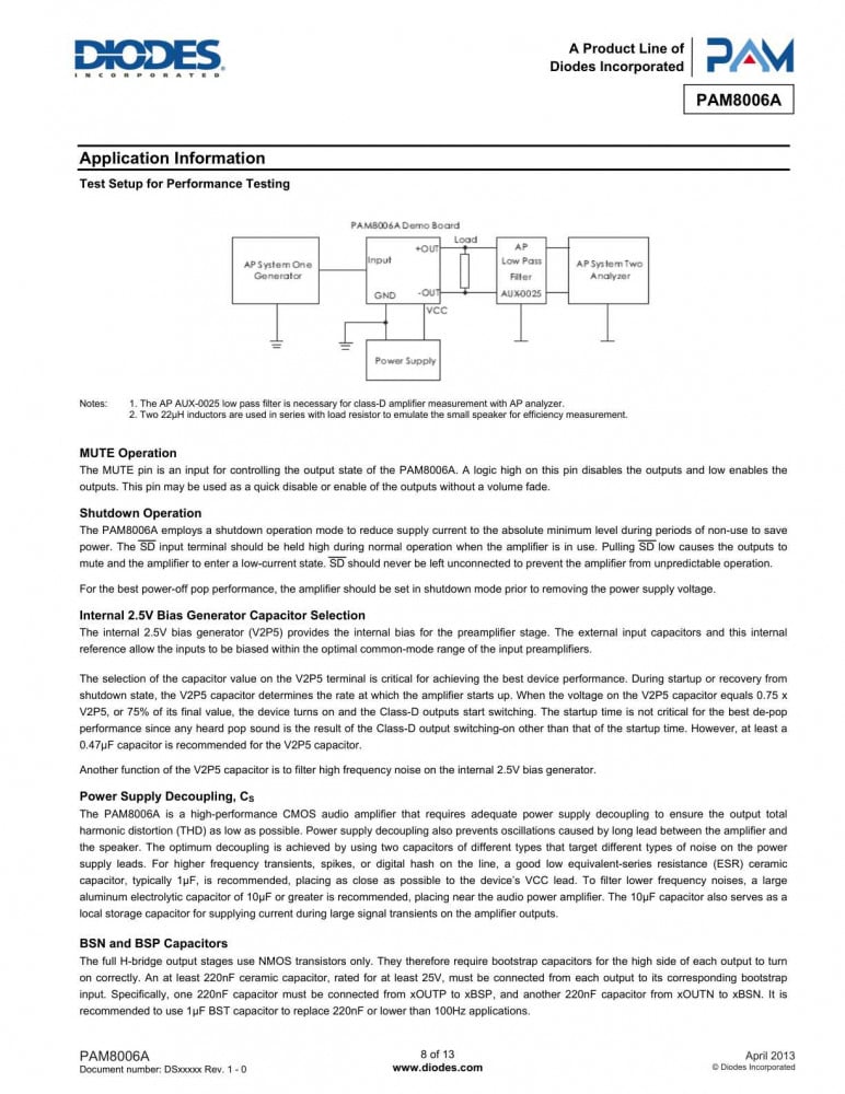 PAM8006A datasheet page 8