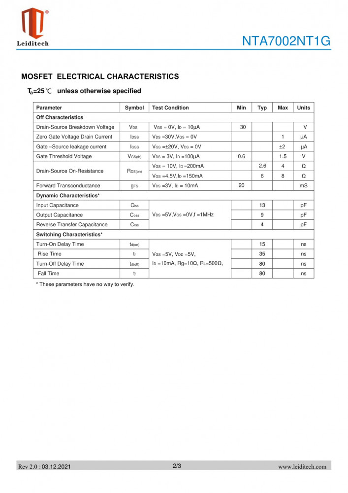 NTA7002NT1G datasheet page 2