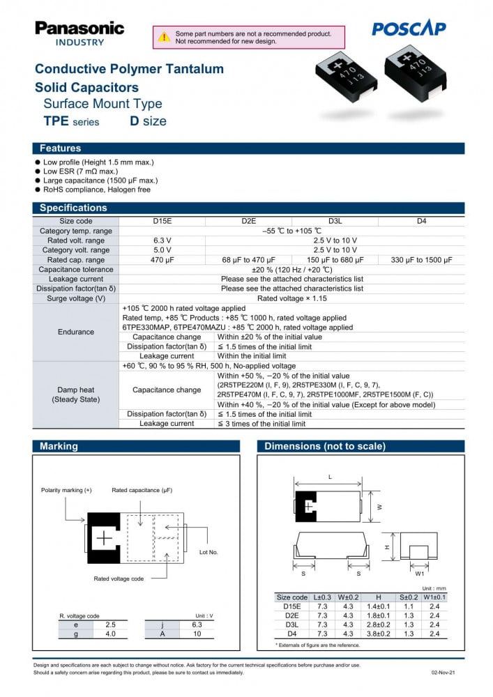Panasonic TPE series datasheet page 3