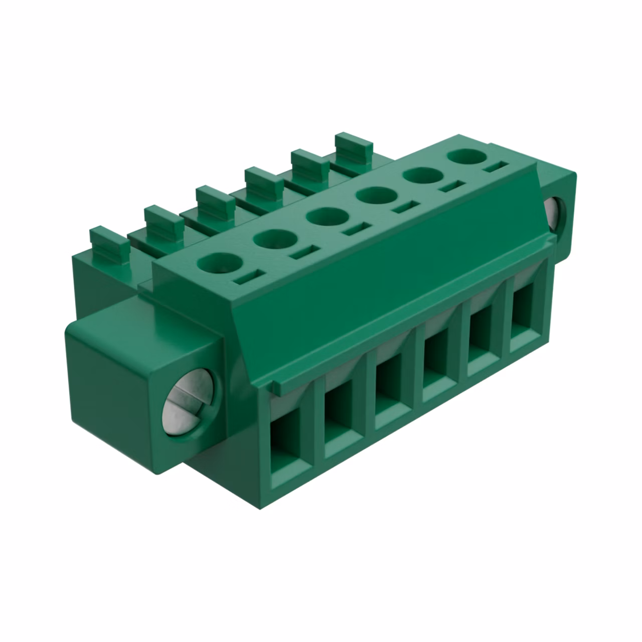 3.81mm Pitch Eurostyle Horizontal Plug, with Retention Screws and Reverse Imprinting, Green Housing, 6 Circuits for sale