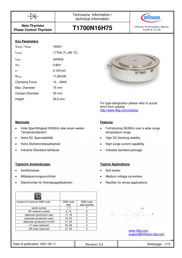 T1700N16H75 technical document page 1