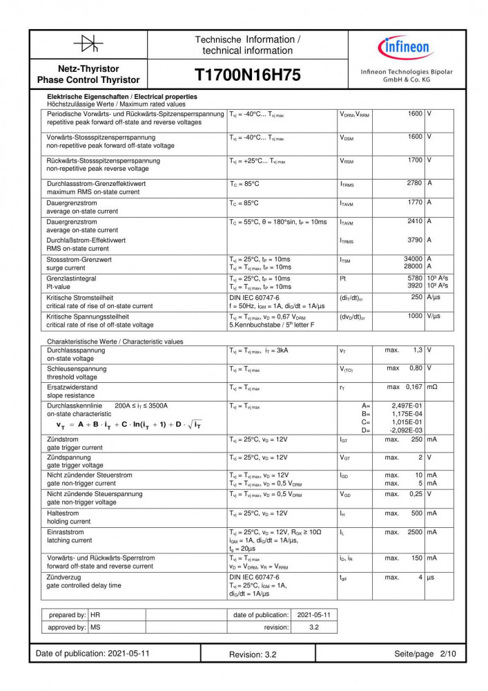 T1700N16H75 technical document page 2