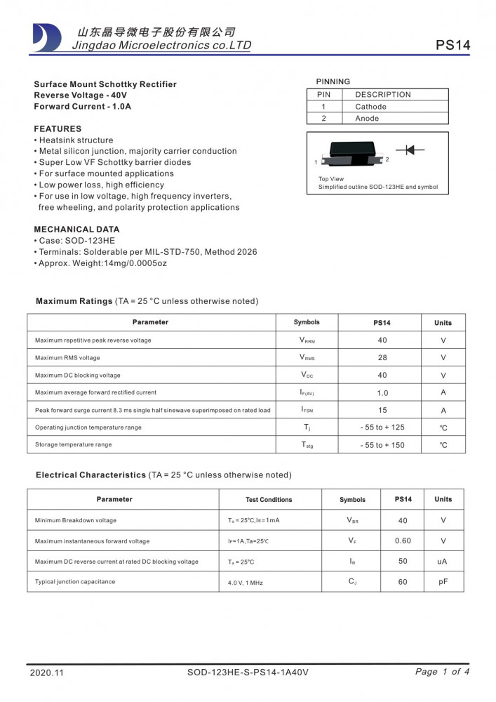 PS14 datasheet page 1