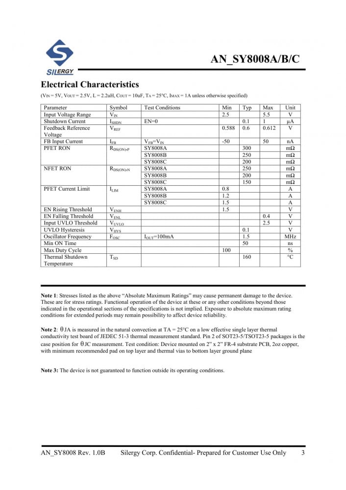 SY8008BAAC datasheet page 3