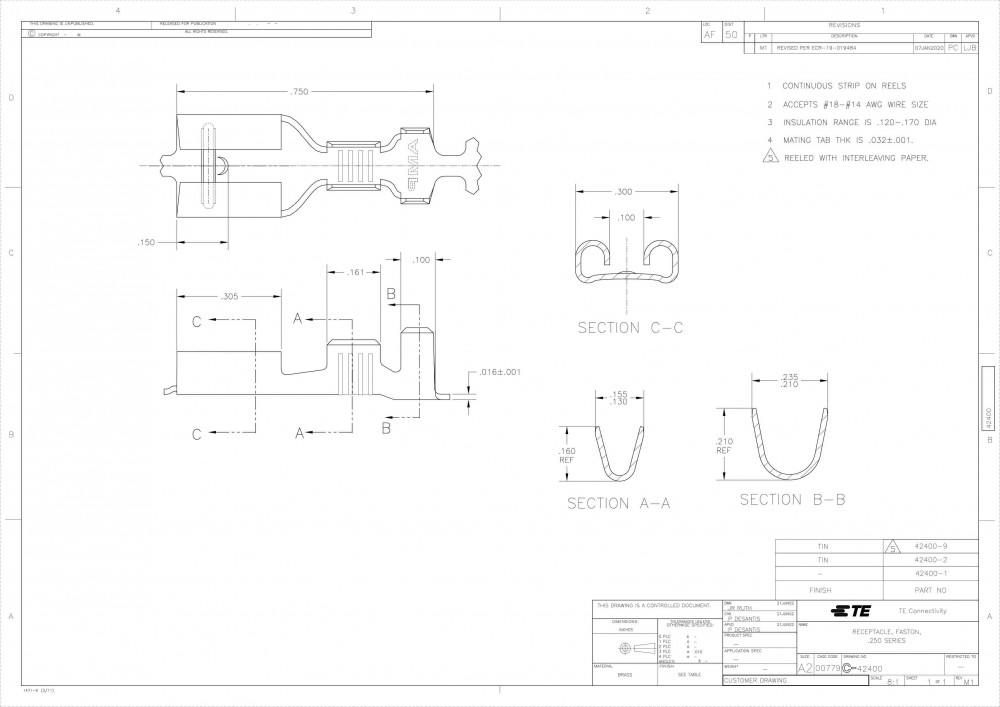 TE Connectivity 42400-2 technical drawing