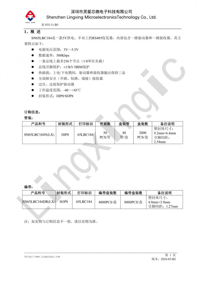 SN65LBC184N(LX) datasheet page 3