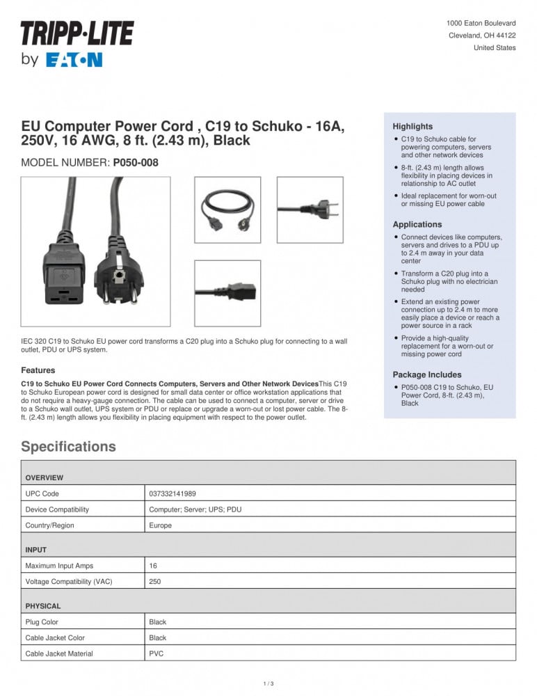 P050-008 technical document page 1