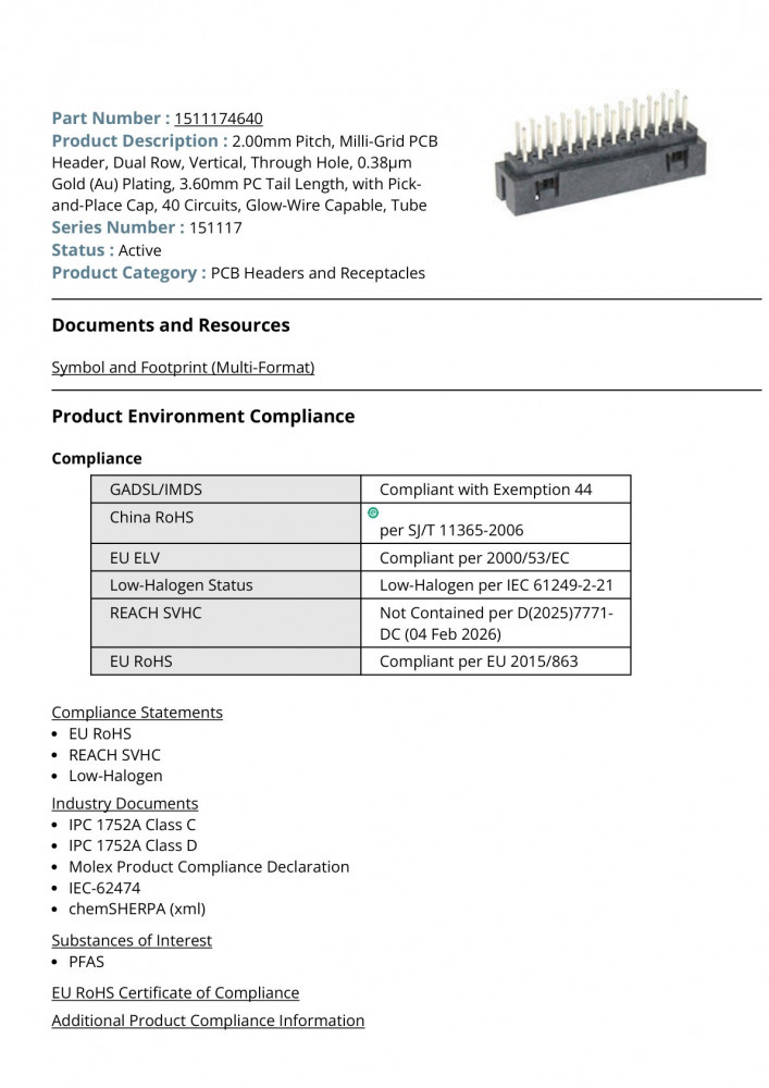 MOLEX product specification page 1