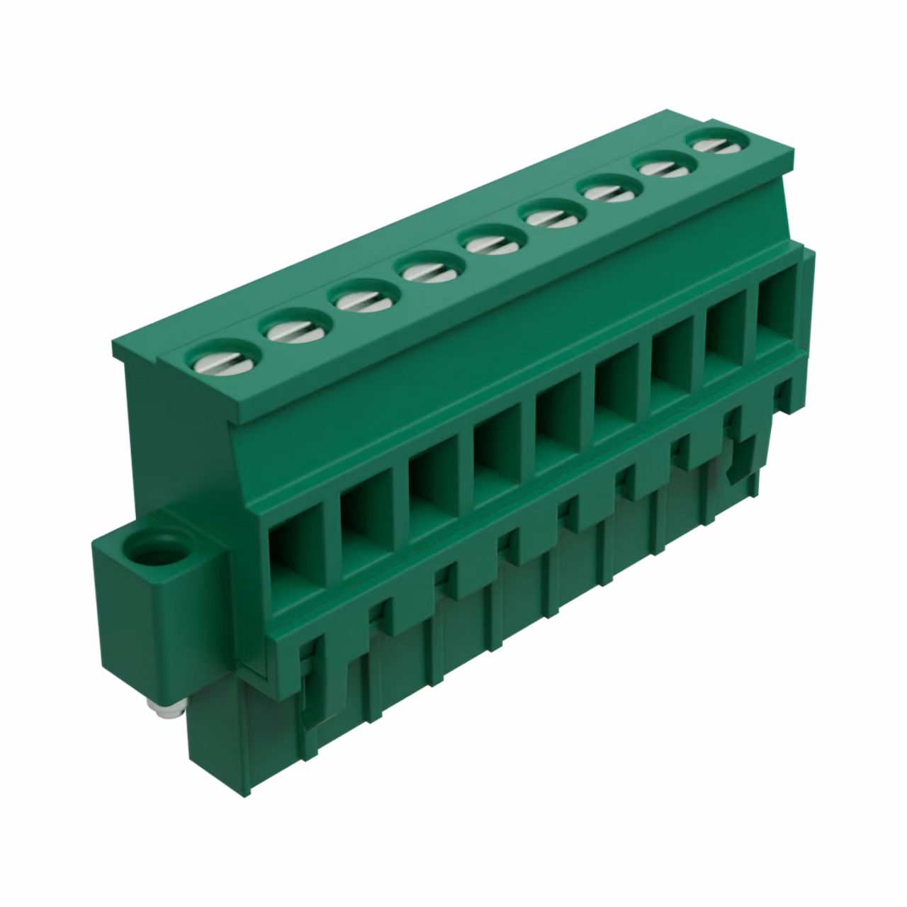 5.00mm Pitch Eurostyle Vertical Plug, with Retention Screws and Standard  Imprinting, Front Wire Entry, Green Housing, 9 Circuits for sale