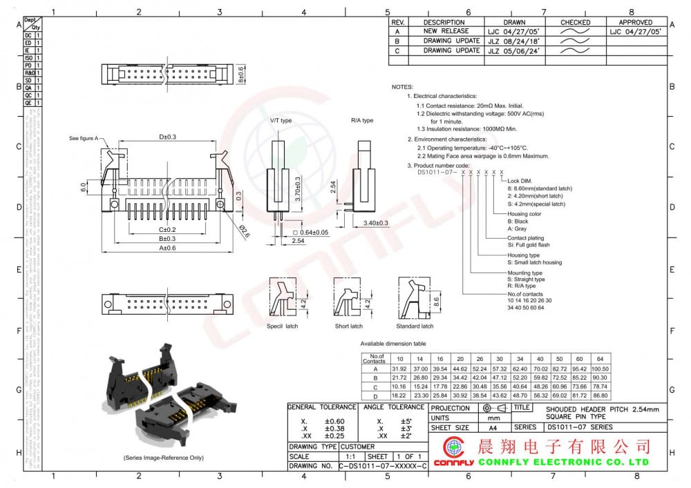 CONNFLY Elec DS1011-07-26SSSiB2-B technical drawing preview