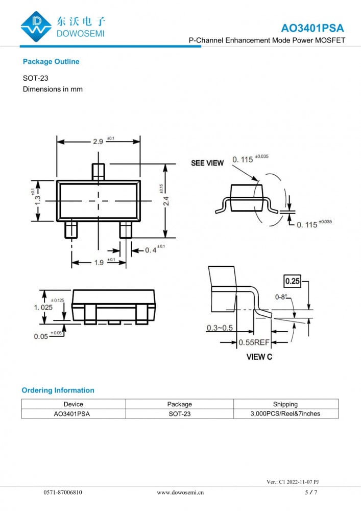 AO3401PSA datasheet page 5