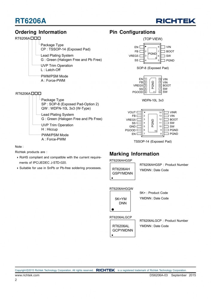 RT6206A datasheet page 2